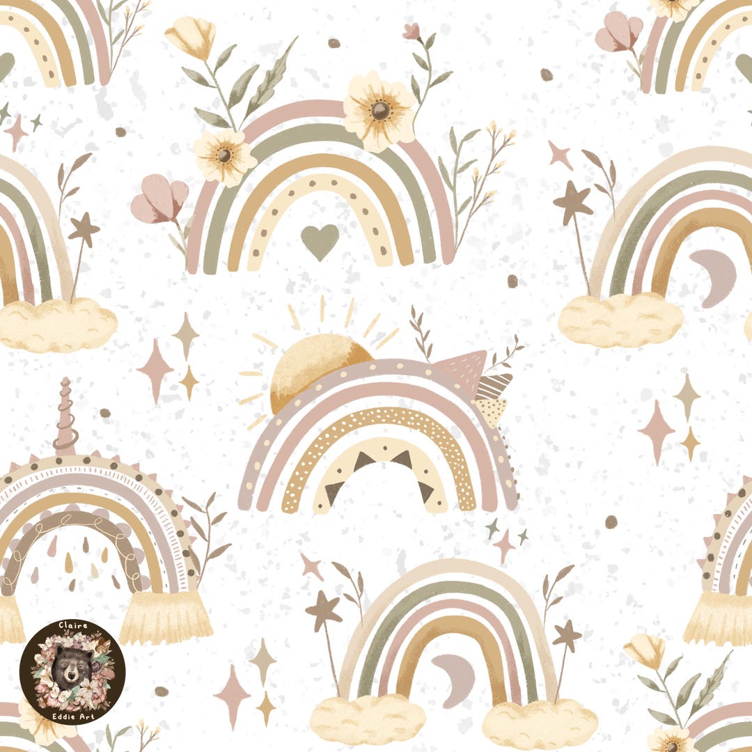 Rainbow Seamless Pattern BOHO Digital Paper Rainbow Surface Design ...