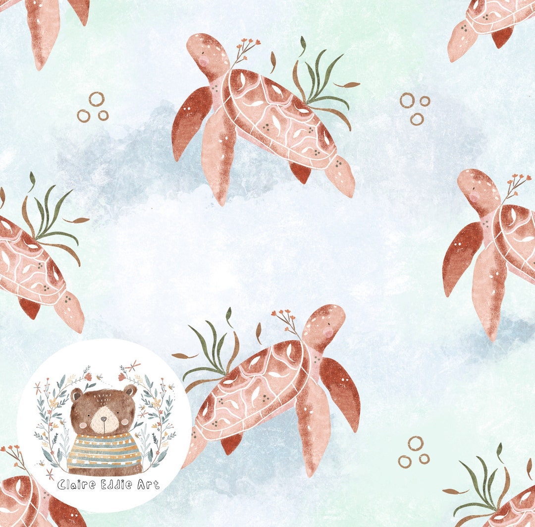 Sea Turtle Seamless Pattern Cute Turtle Repeat Pattern for Fabric Baby ...