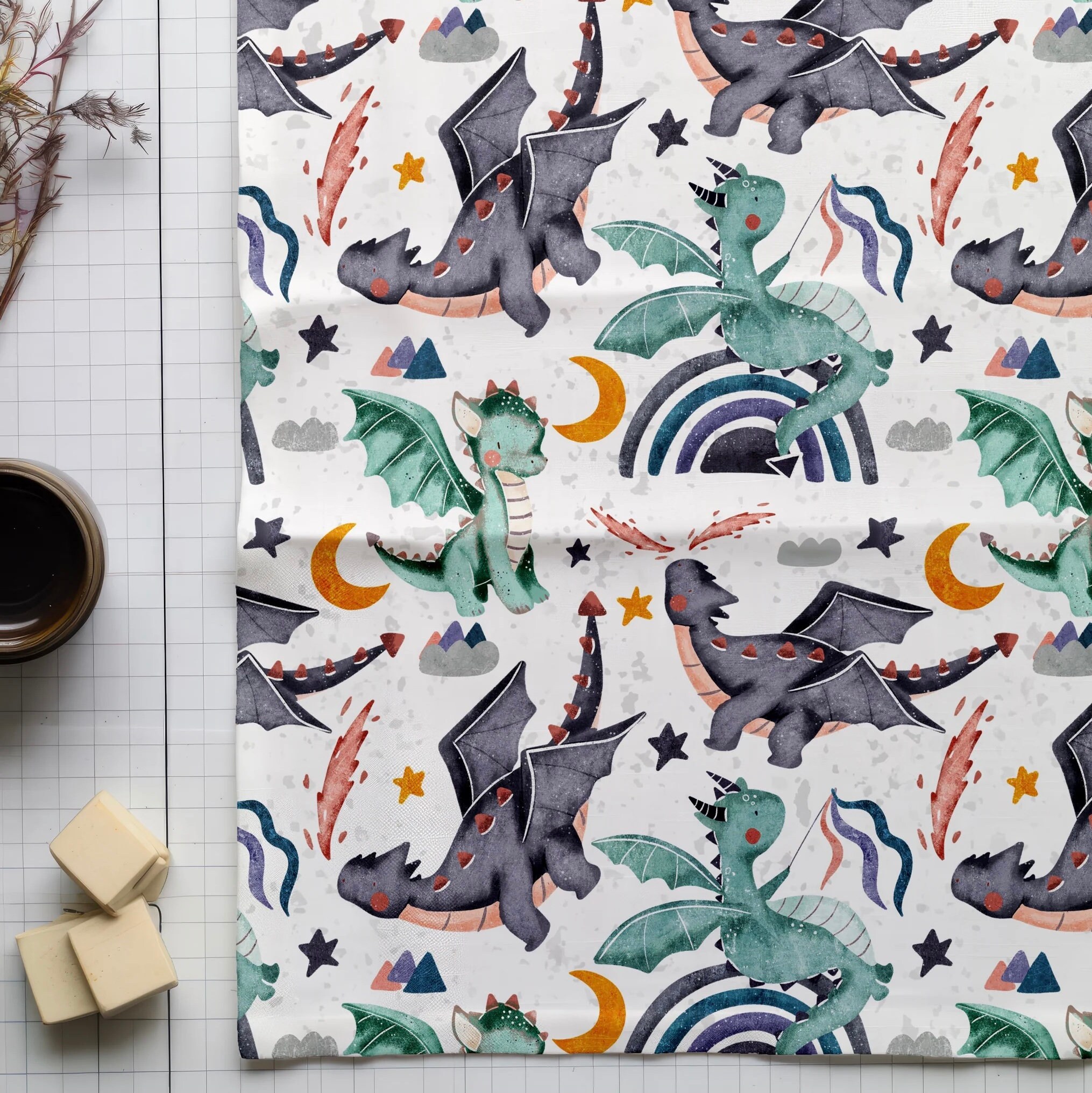 Dragon Seamless Pattern Boys Dragon Repeating Pattern for Fabric Knight ...