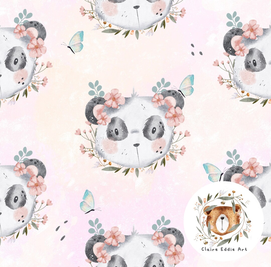 Pink Panda Seamless Pattern Baby Panda Repeating Pattern for Fabric Its ...