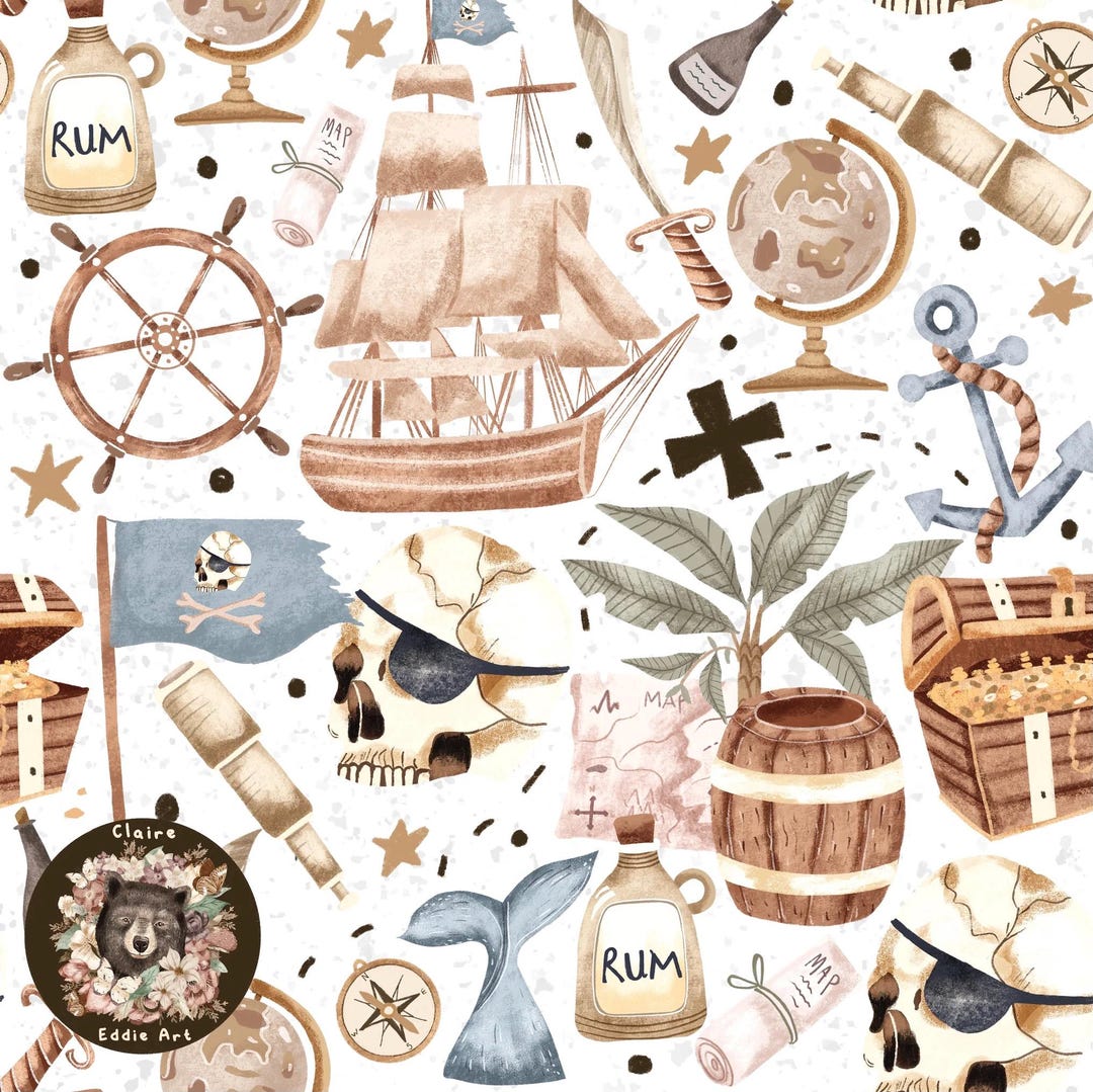 Pirate Seamless File Boys Repeat Pattern for Fabric Pirate Ship ...