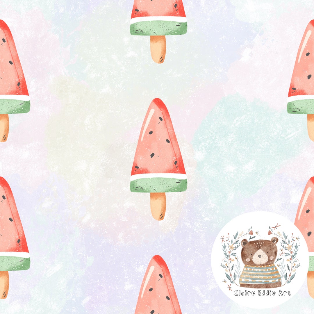 Watermelon Ice-pop Seamless File Cute Ice Cream Repeat Pattern for ...