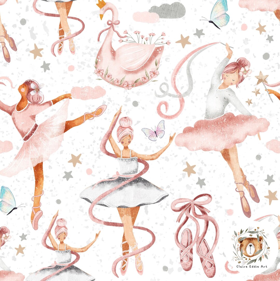 Ballerina Seamless File Girls Repeat Pattern for Fabric Dancer ...