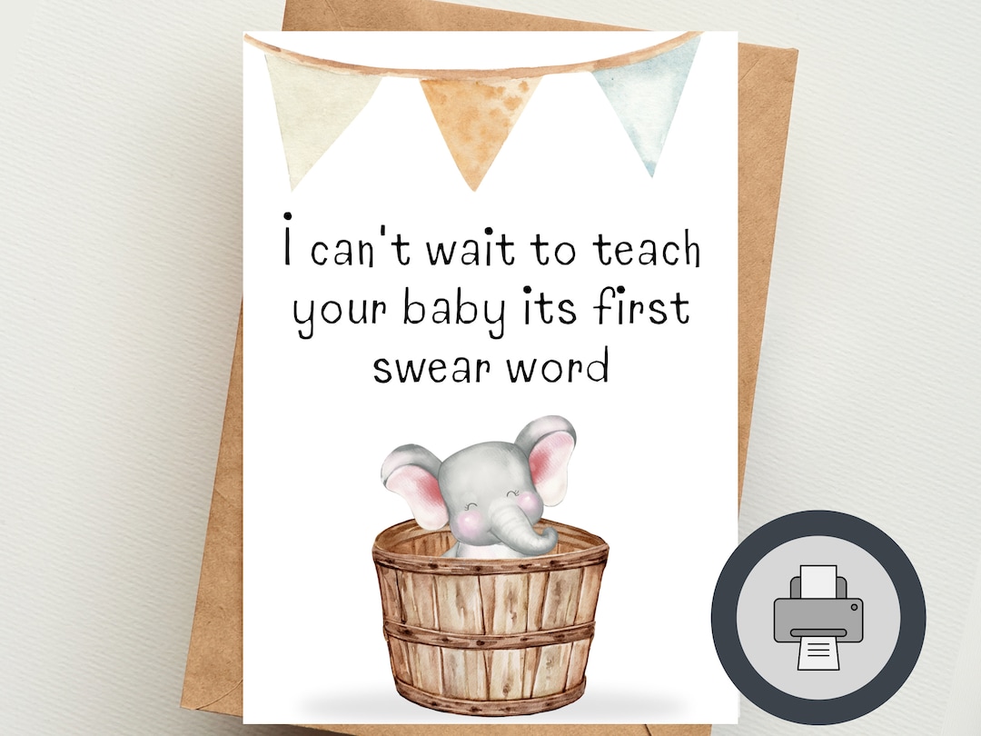 Baby's First Swear Word | Printable Digital Greeting Card | New Baby ...