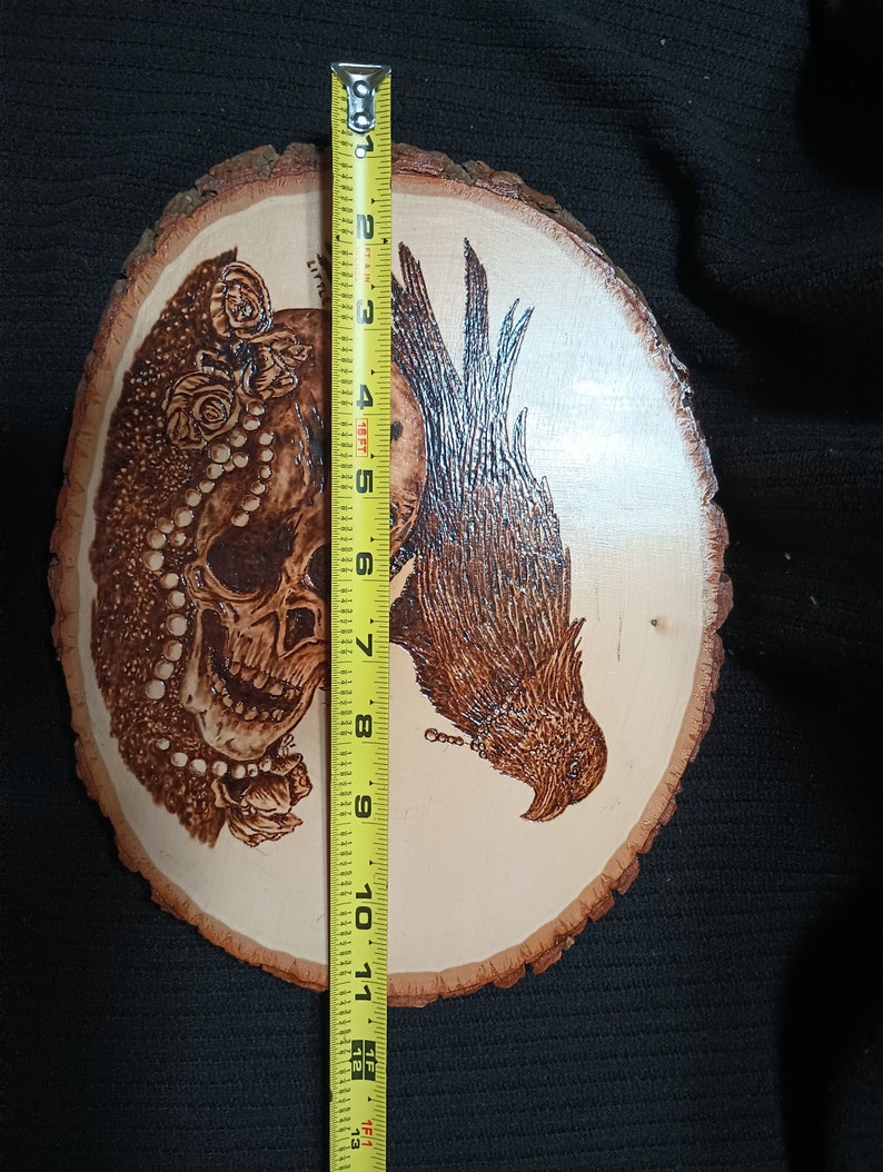 Wood Burning Skull and Raven - Etsy