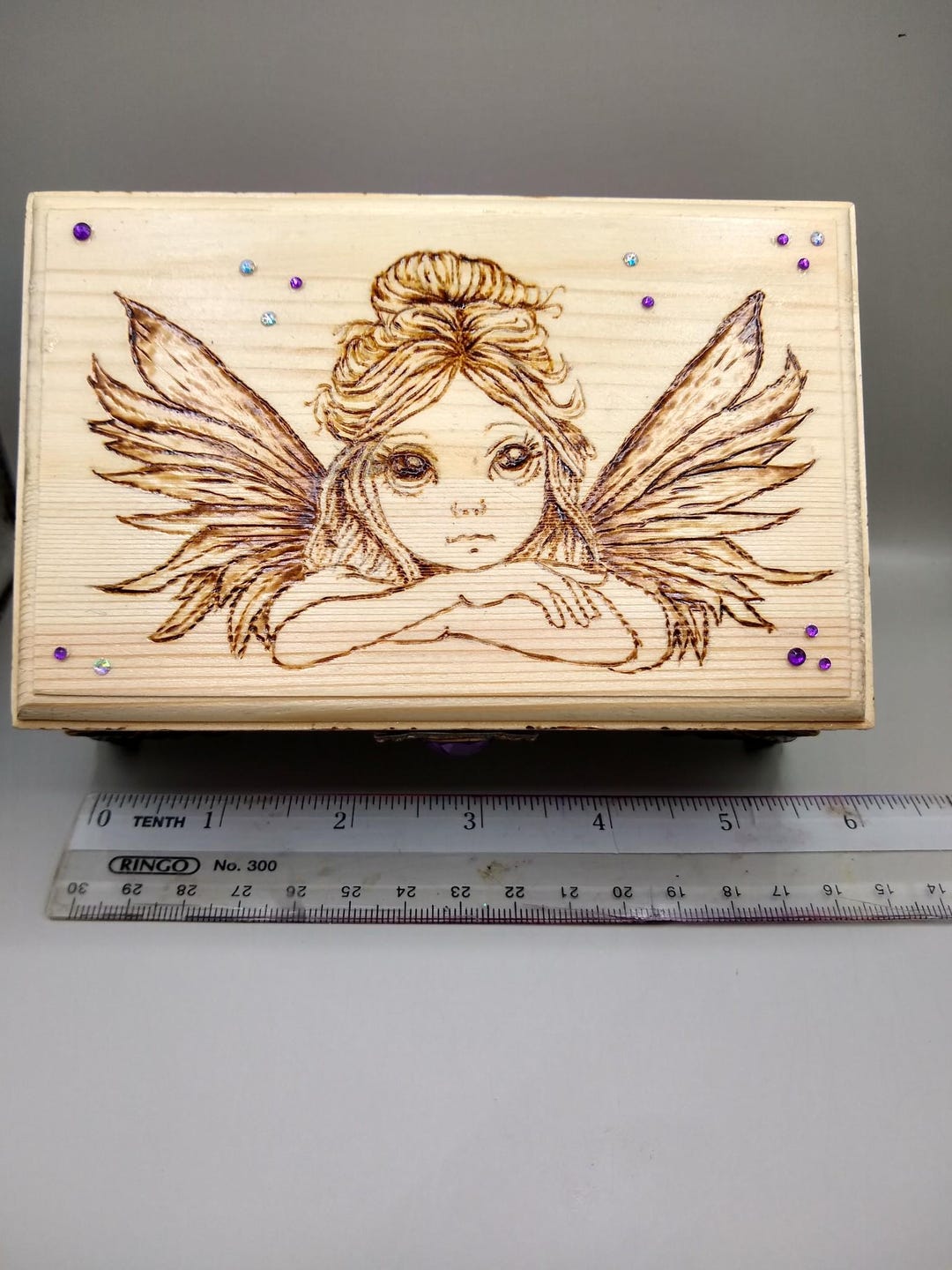 Box Wooden Rectangle Fairy Pink and Purple - Etsy