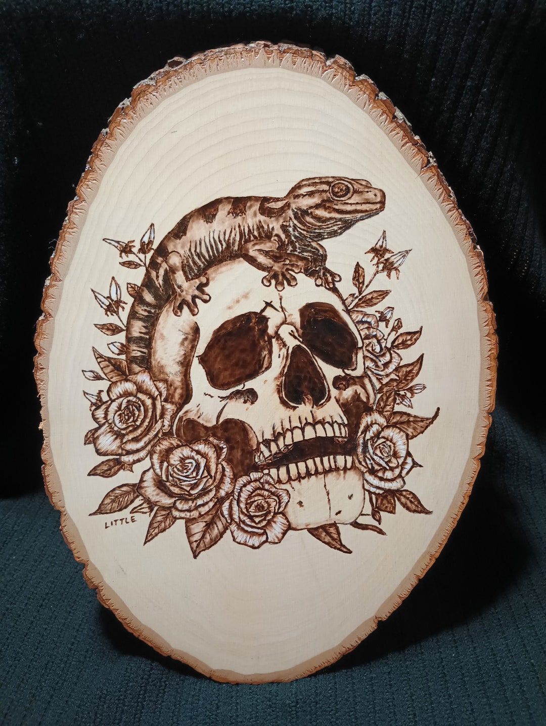 Wood Burning Skull and Lizard - Etsy