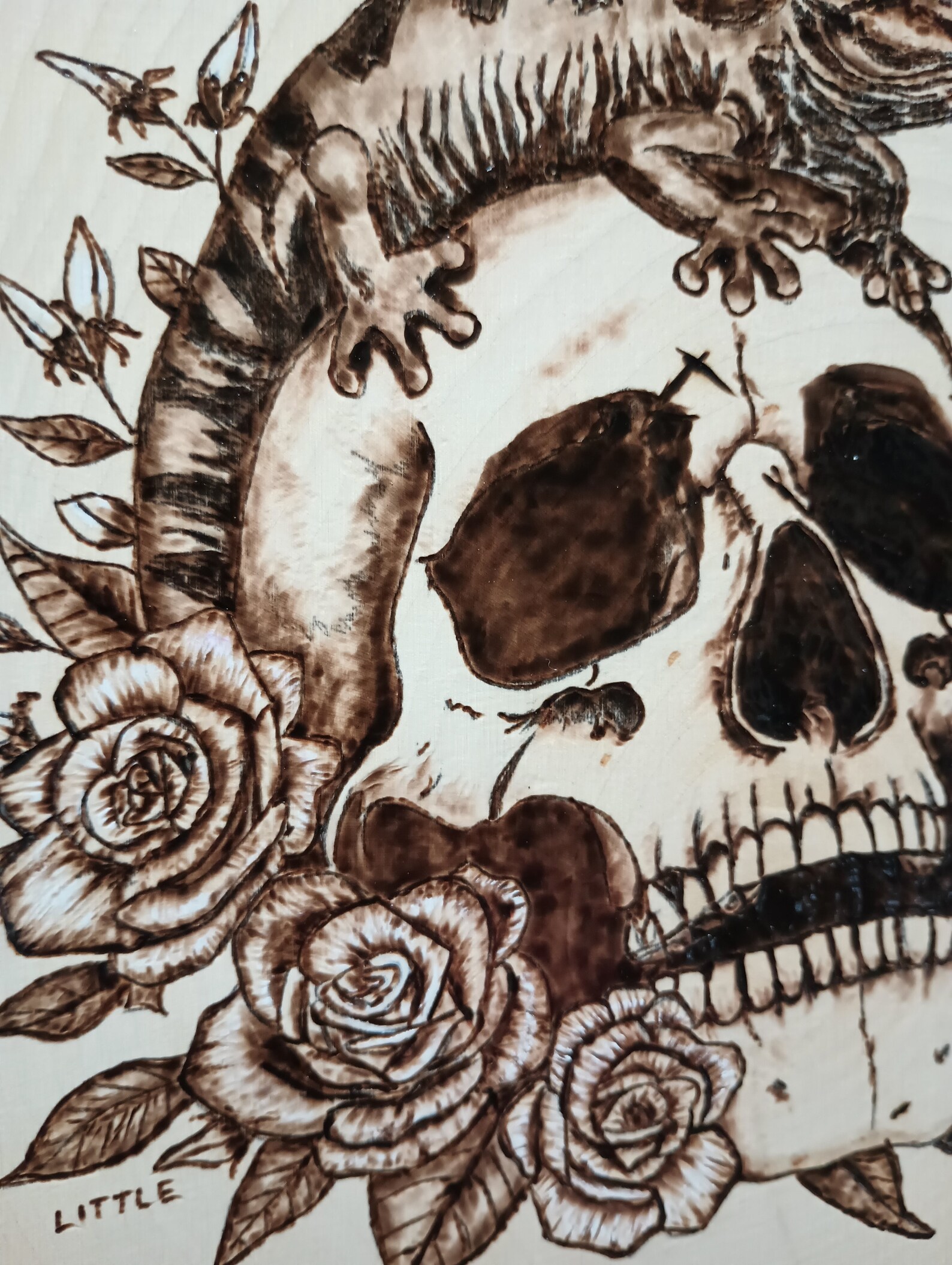 Wood Burning Skull and Lizard - Etsy