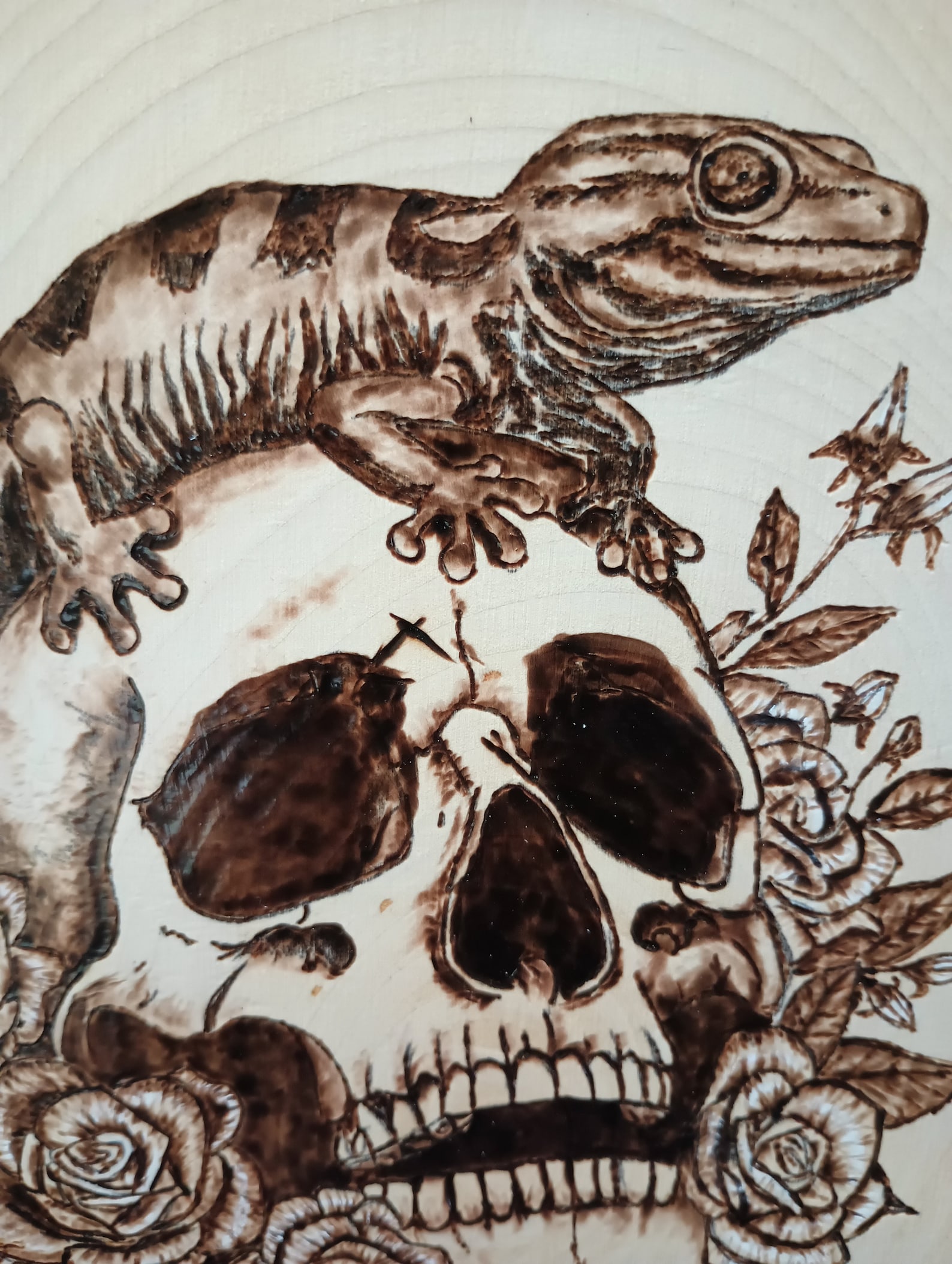 Wood Burning Skull and Lizard - Etsy