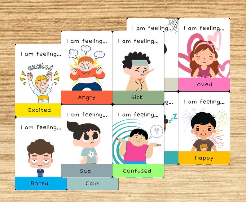 Feelings and Emotions Flash Cards for Children - Etsy