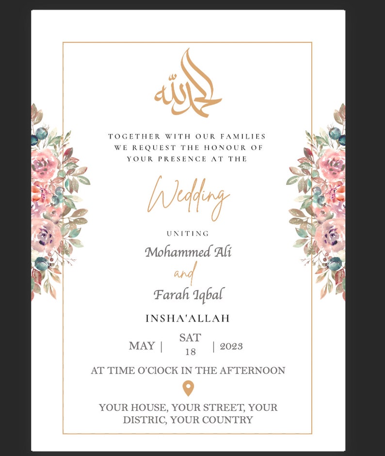 Nikkah Invitations Islamic Wedding Invitations Walima - Etsy