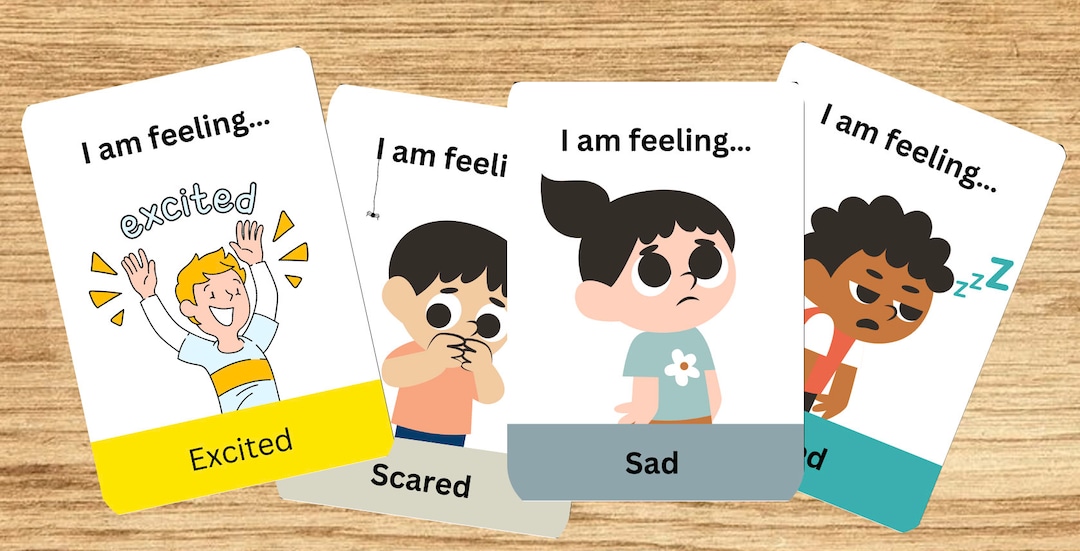 Feelings and Emotions Flash Cards for Children - Etsy