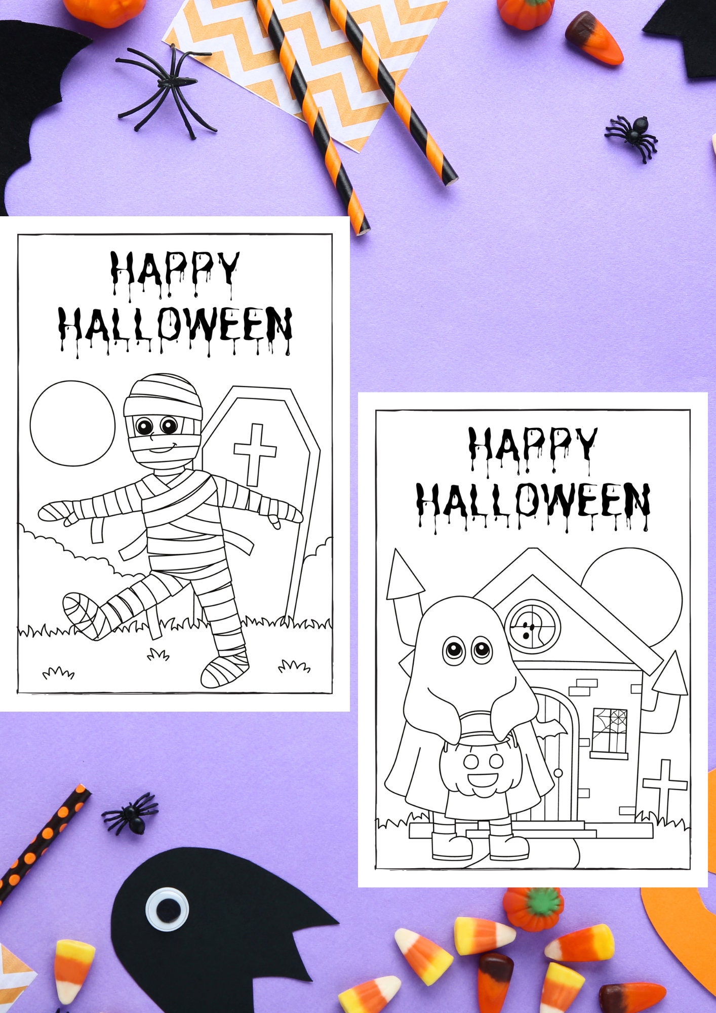 Halloween Printable Colouring Pages/book, Halloween Activity, Party ...
