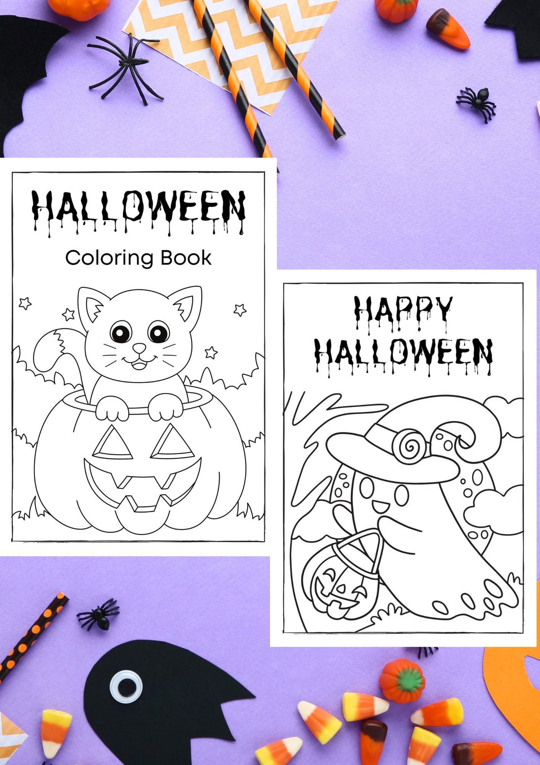 Halloween Printable Colouring Pages/book, Halloween Activity, Party ...