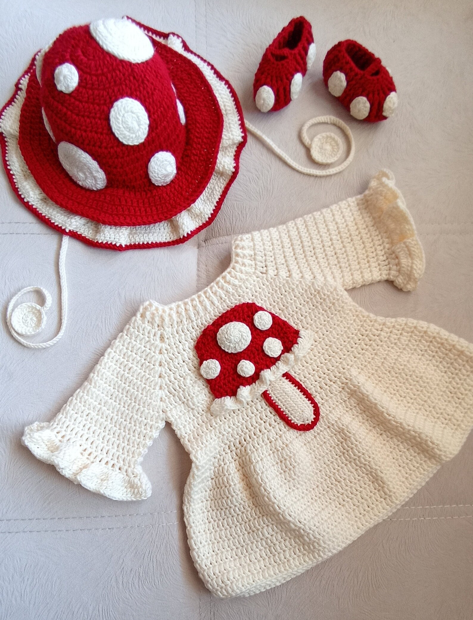 Mushroom Baby Costume, Mushroom Hat Booties Set, Newborn Mushroom Dress ...