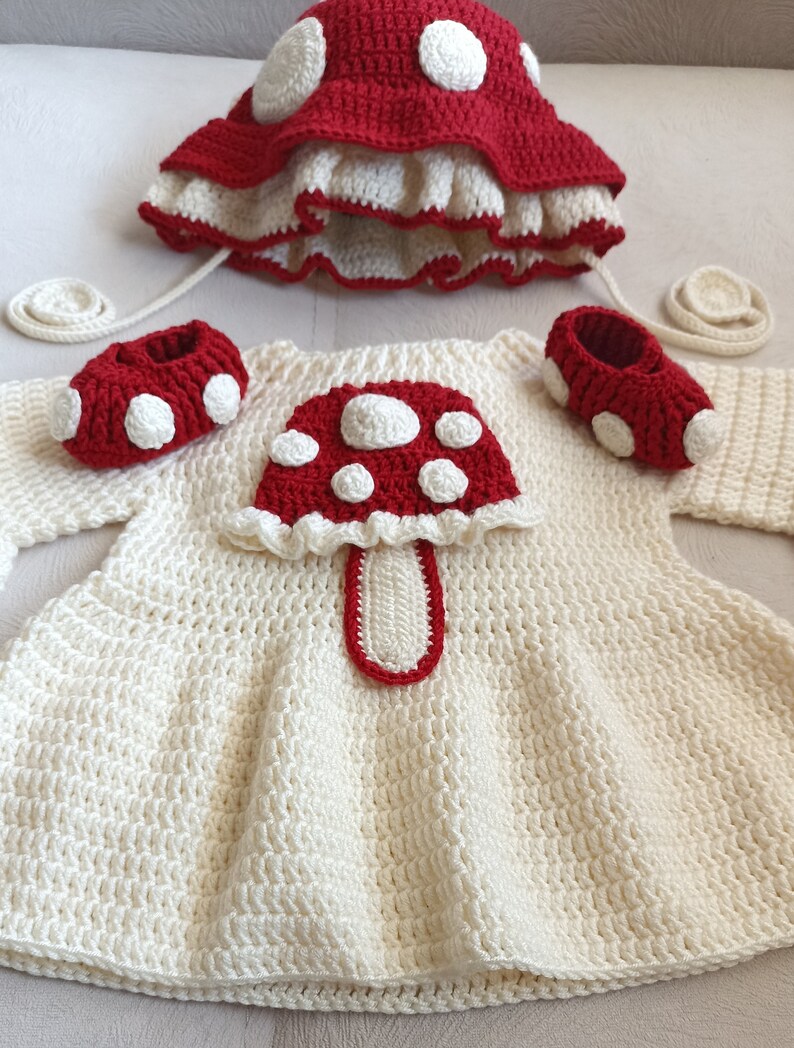 Mushroom Baby Costume, Mushroom Hat Booties Set, Newborn Mushroom Dress ...