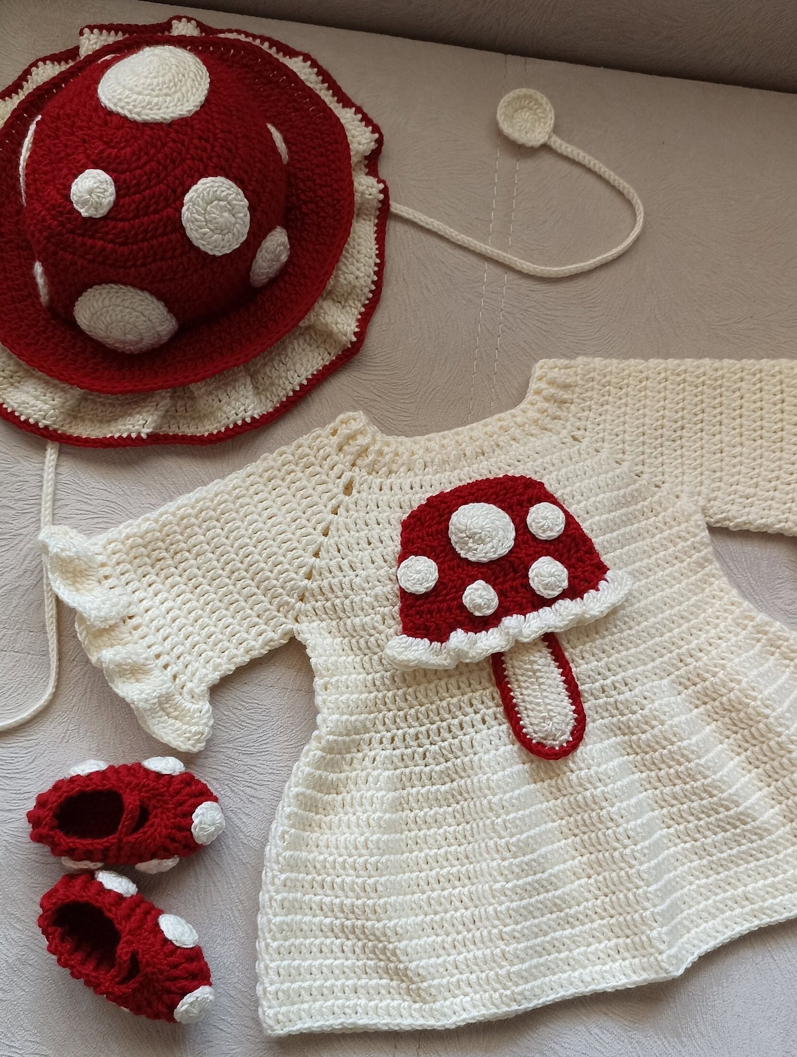Mushroom Baby Costume, Mushroom Hat Booties Set, Newborn Mushroom Dress ...