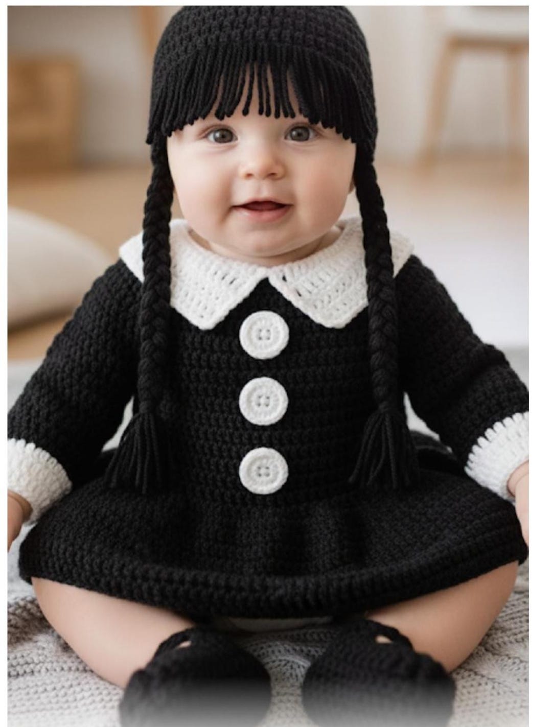 Crochet Wednesday Addams Set/baby Gril Setnewborn Photography Prop ...