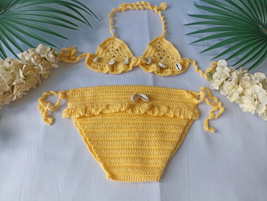 Crochet Baby Bikini, Infant Bikini, Crochet Swimsuit, Baby Girl Yellow ...