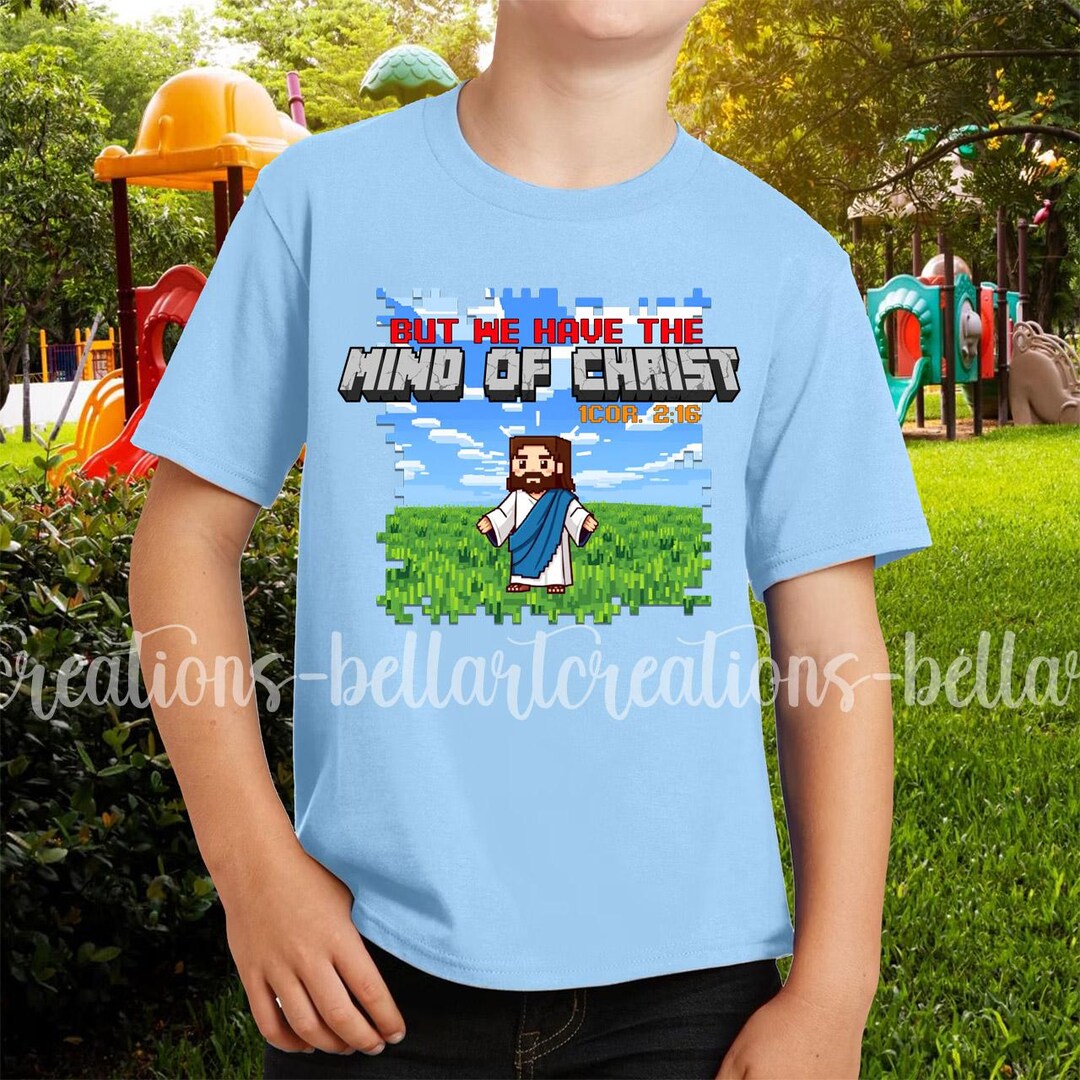 Cute Christian Minecraft Type DTF Design Featuring Scripture-inspired ...