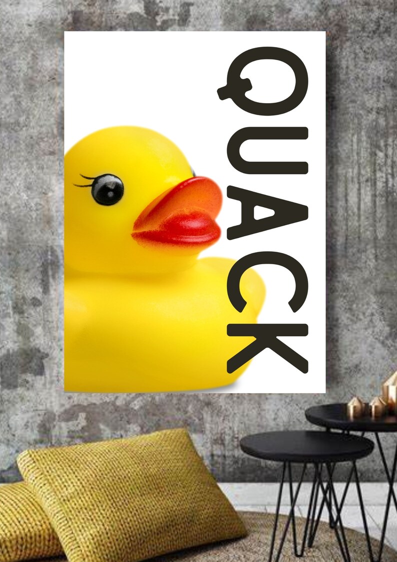 Duck, Quack, Rubber Duck, Typography, Digital Download, Poster, Wall ...