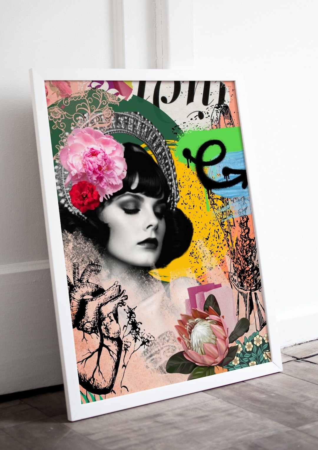 Vintage Girl Collage, Original Art Print, Digital Download, Wall Decor ...