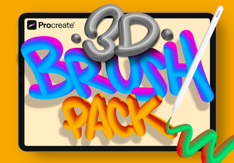 Procreate 3D Brush Bundle, 3D Lettering Procreate Brushes, 3D Brushes ...