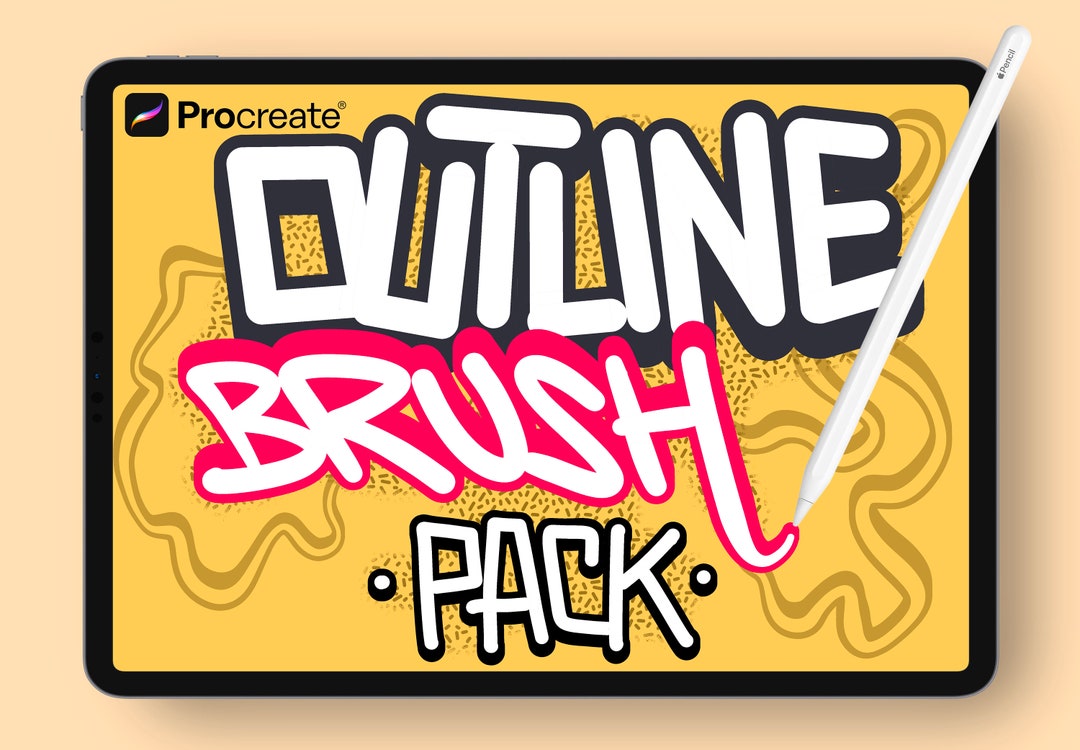 Procreate Outline Lettering Brushes, Round Tip Outline Procreate ...