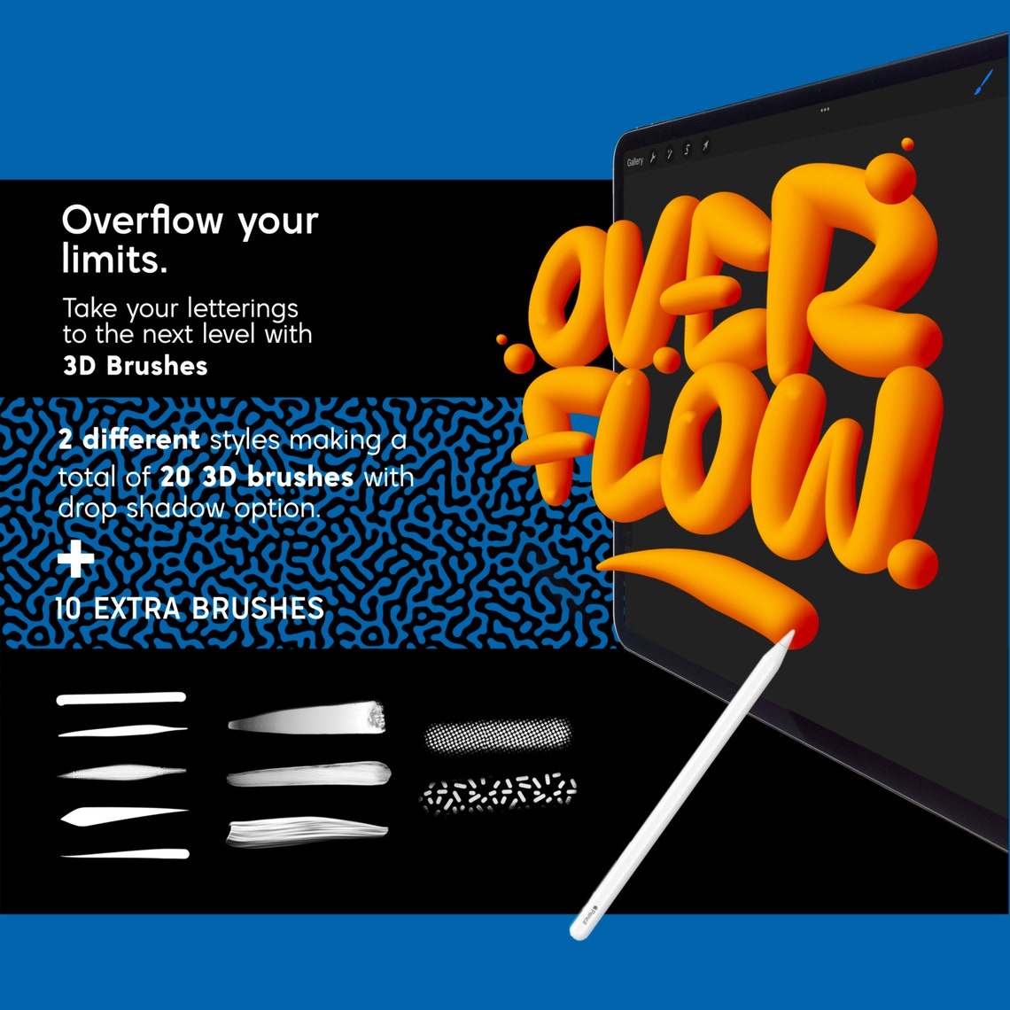 Procreate 3D Brush Bundle, 3D Lettering Procreate Brushes, 3D Brushes ...