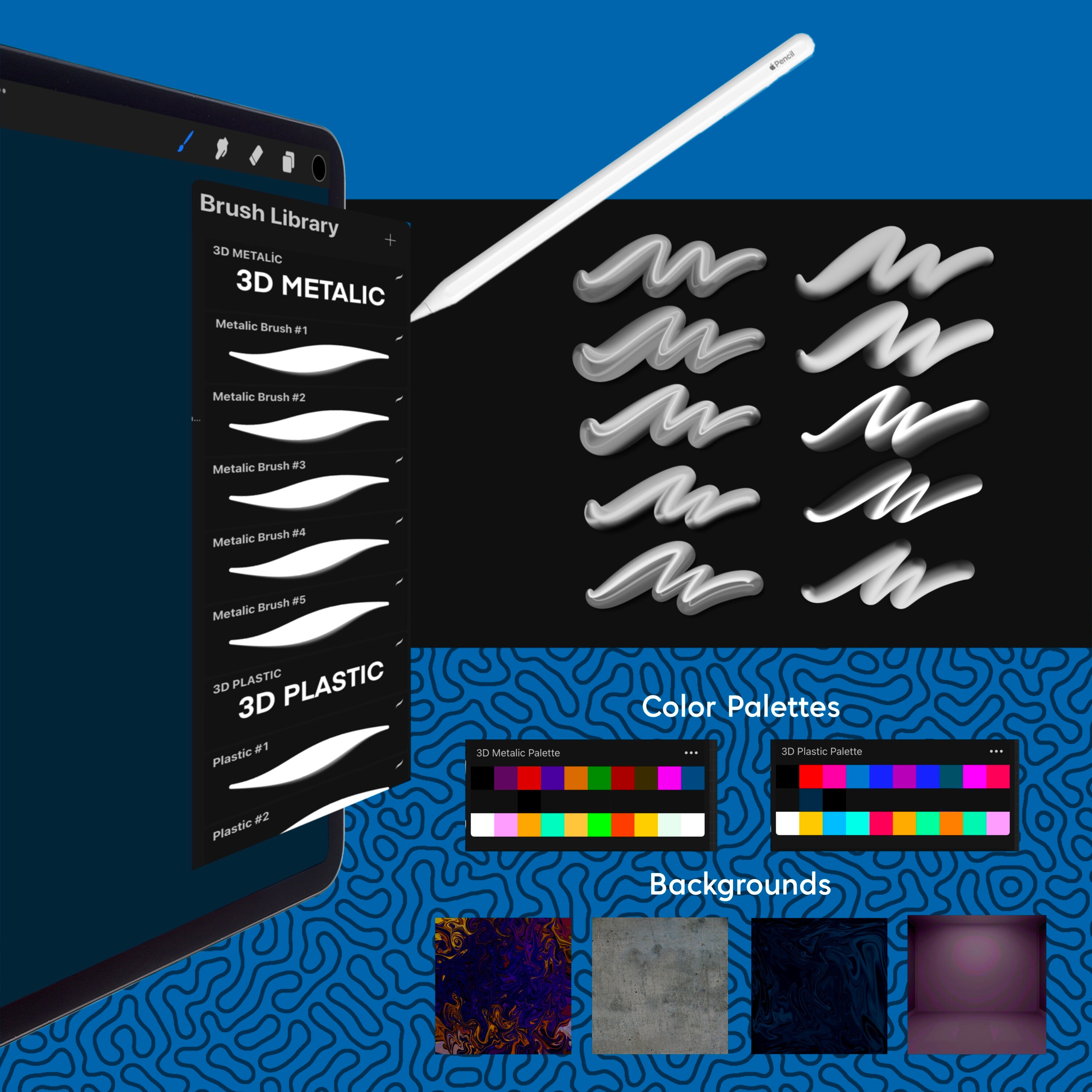 Procreate 3D Brush Bundle, 3D Lettering Procreate Brushes, 3D Brushes, iPad Lettering, Realistic ...