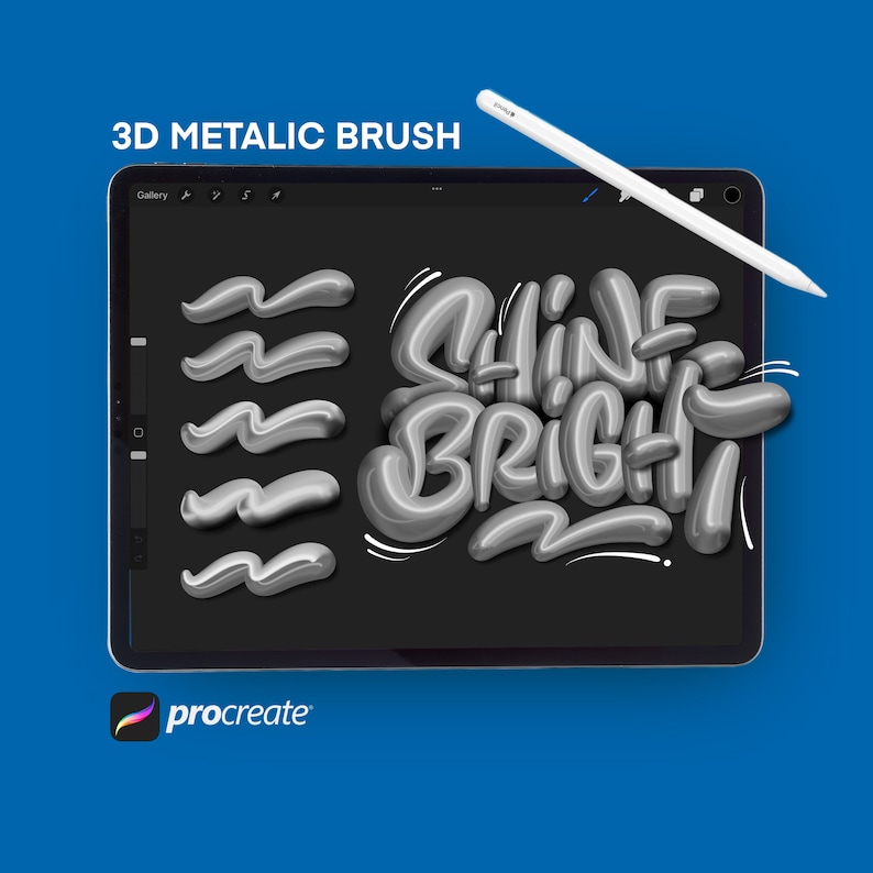 Procreate 3D Brush Bundle, 3D Lettering Procreate Brushes, 3D Brushes ...