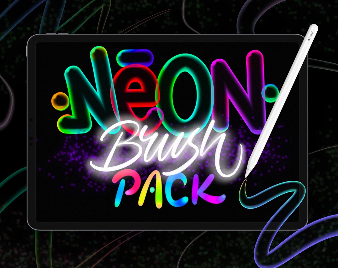 Neon Procreate Brush Set: Lettering & Illustration (digital Download ...