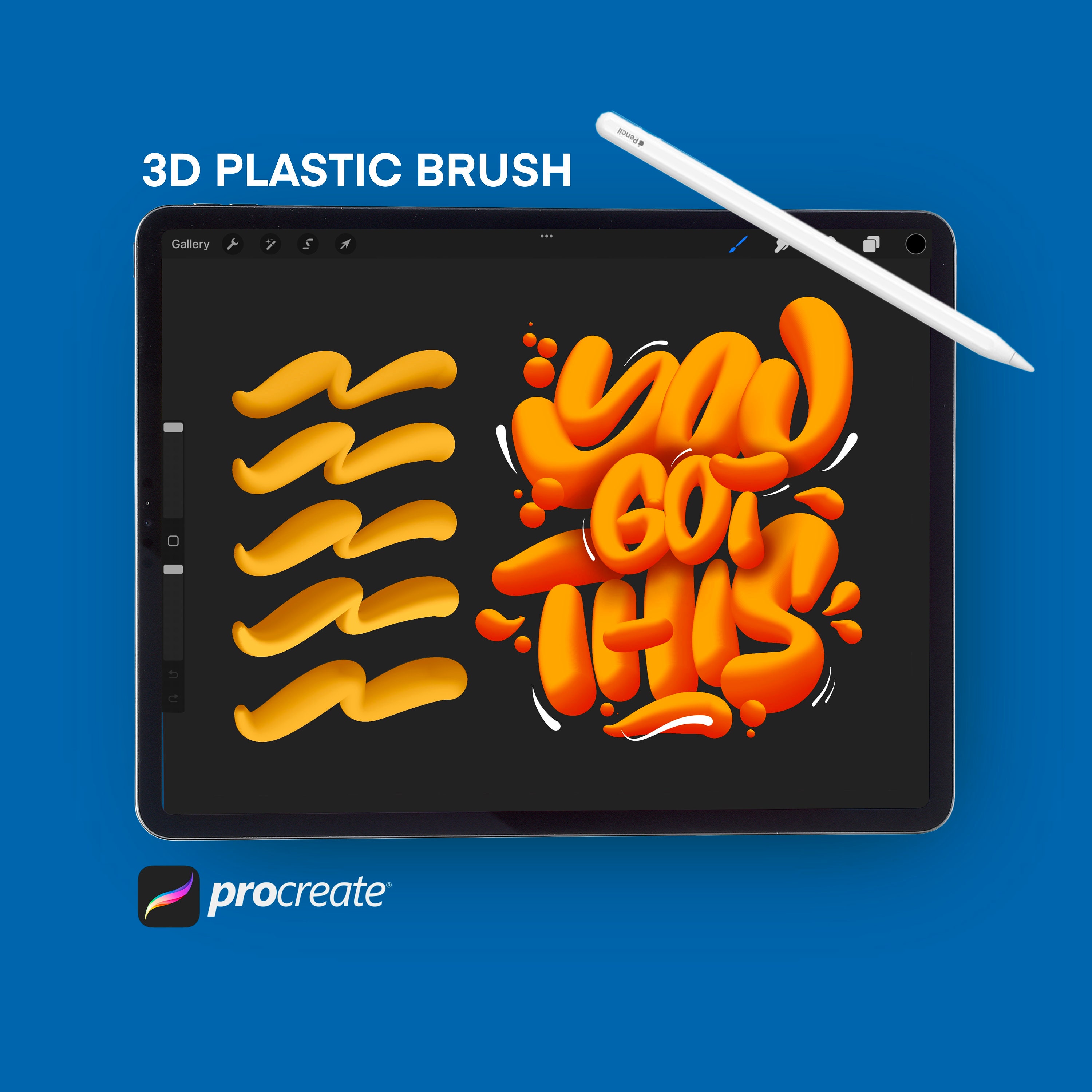 Procreate 3D Brush Bundle, 3D Lettering Procreate Brushes, 3D Brushes, iPad Lettering, Realistic ...