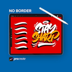 Procreate Outline Lettering Brush Pack: 58 Brush Set (instant Download ...