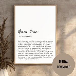 Bonus Mom Definition Printable, Mother's Day Gift, Printable Wall Art ...