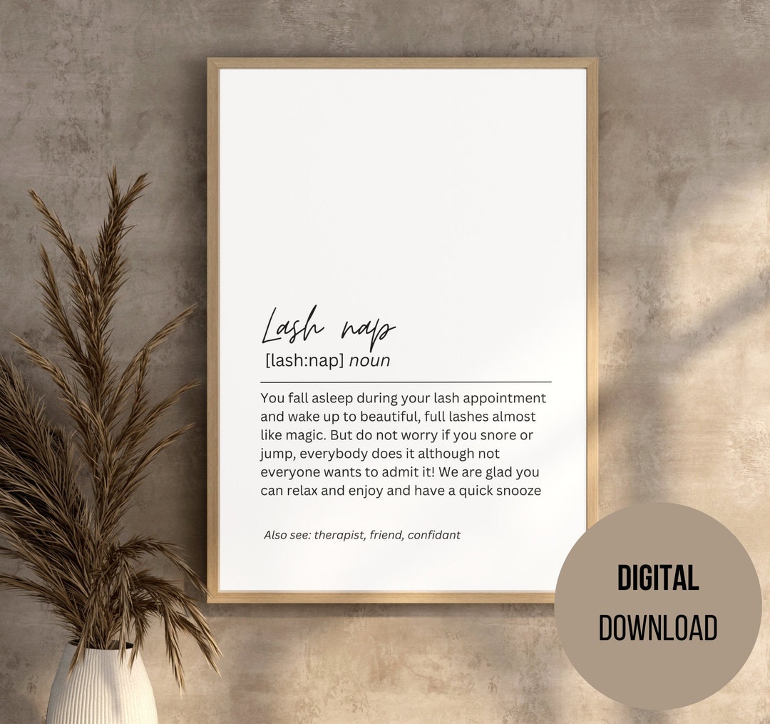 Lash Nap Wall Art, Lash Tech Gift, Salon Decor, Digital Download Print ...