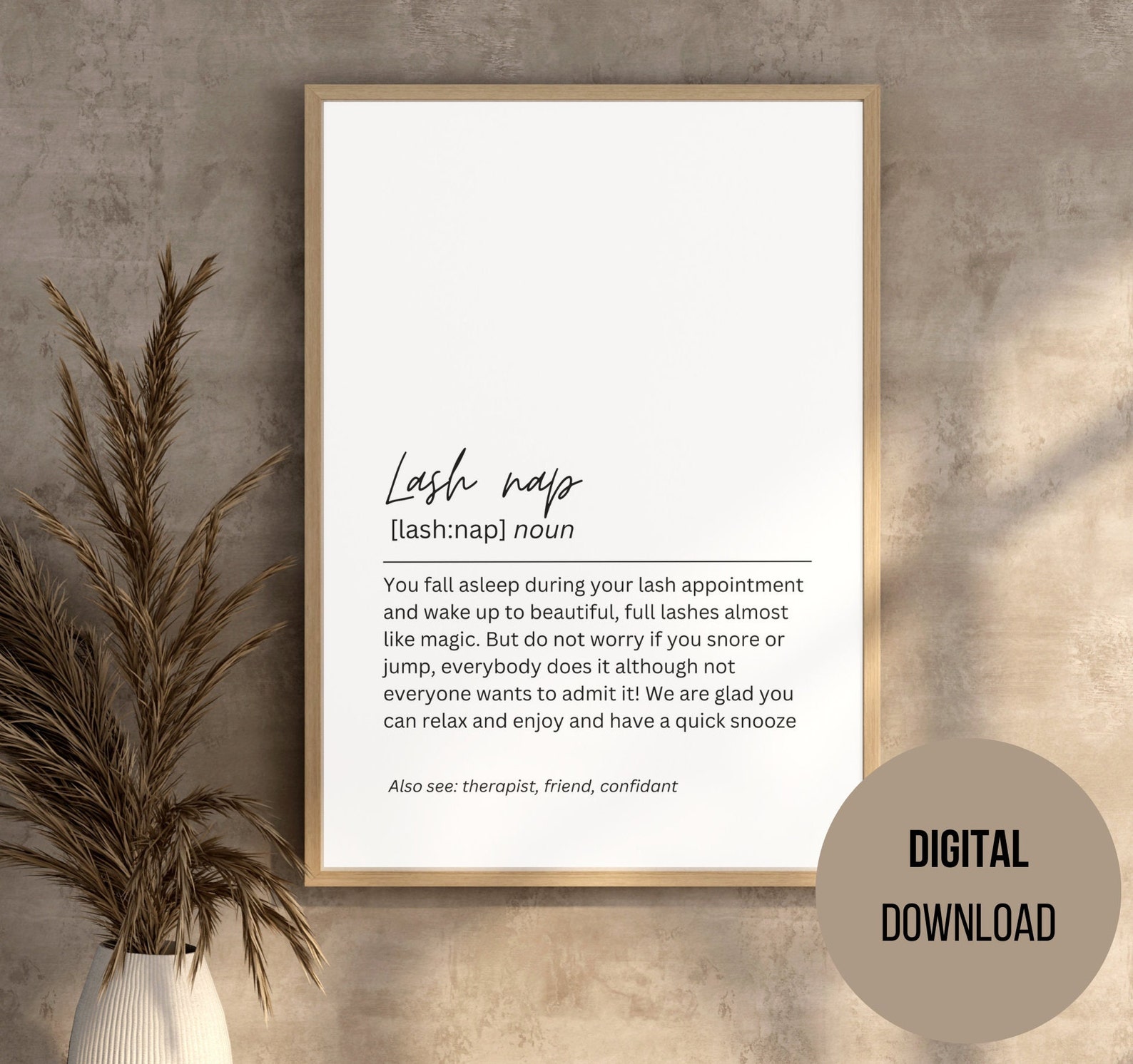 Lash Nap Wall Art, Lash Tech Gift, Salon Decor, Digital Download Print ...