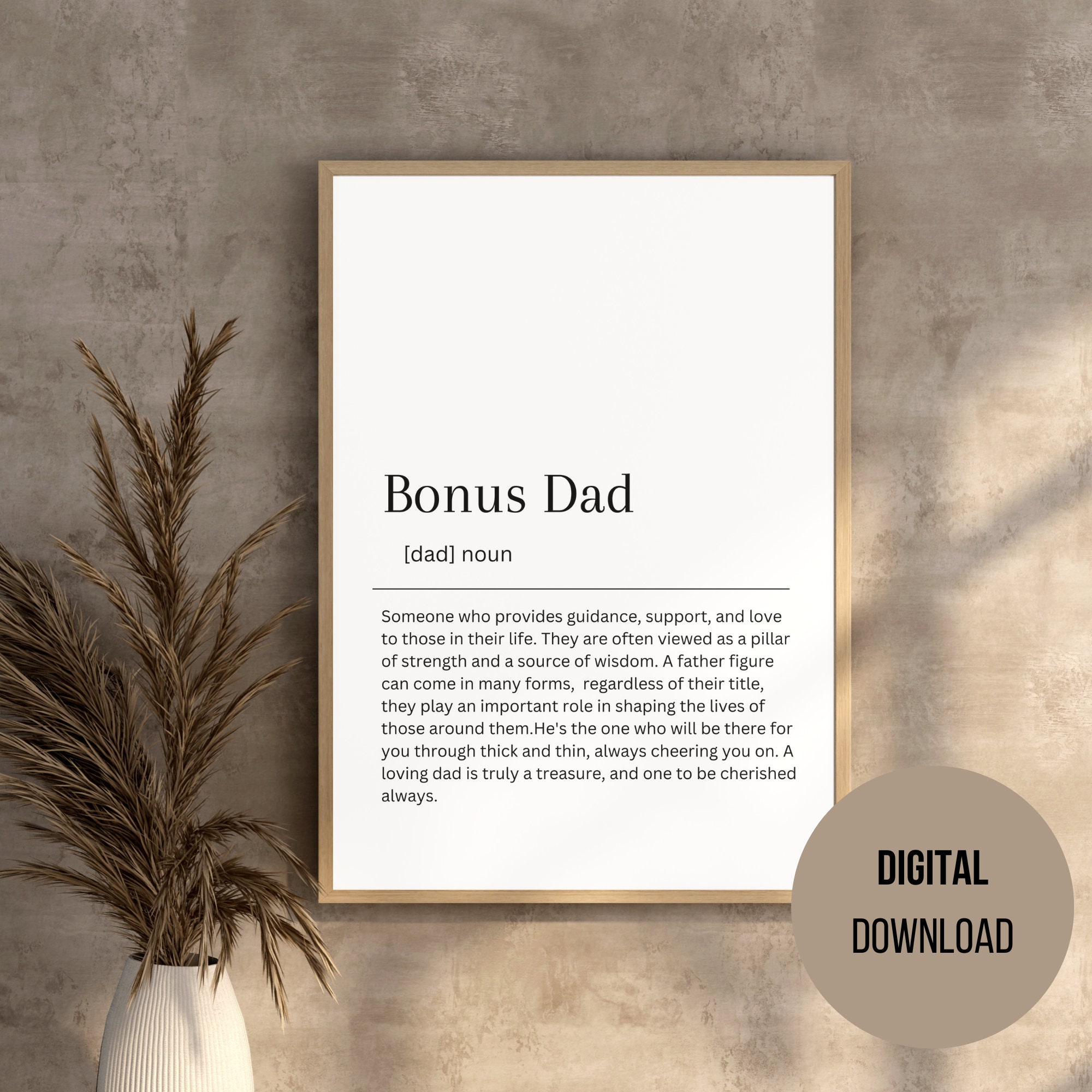 Bonus Dad Definition Printable, Father's Day Gift, Printable Wall Art ...