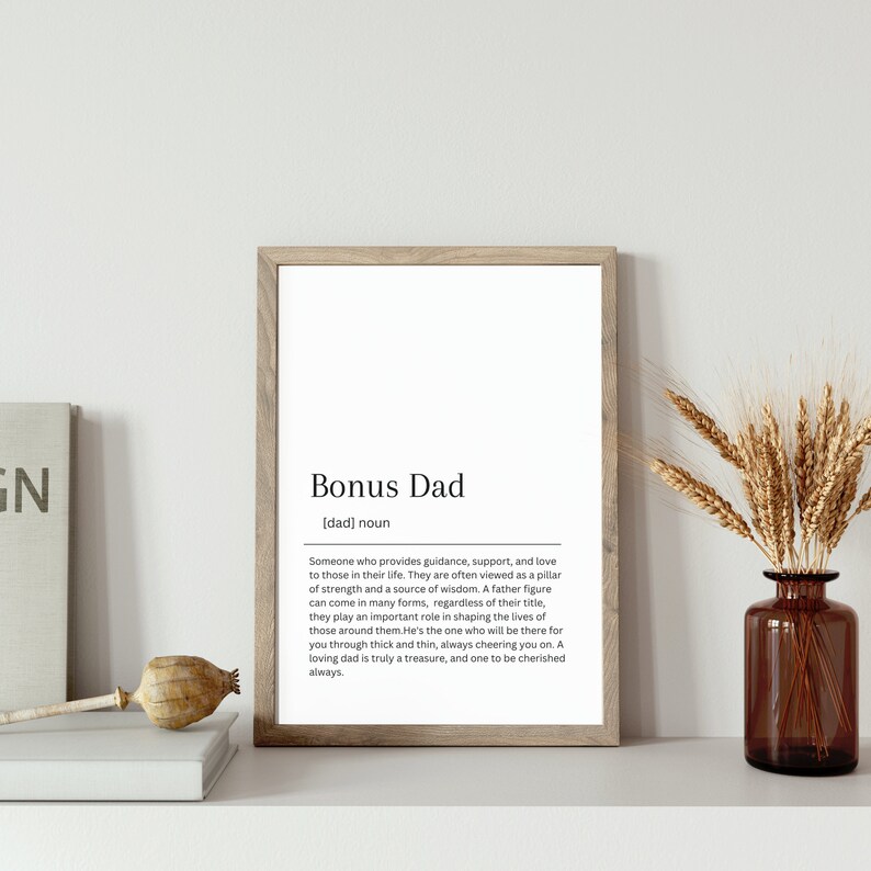 Bonus Dad Definition Printable, Father's Day Gift, Printable Wall Art ...