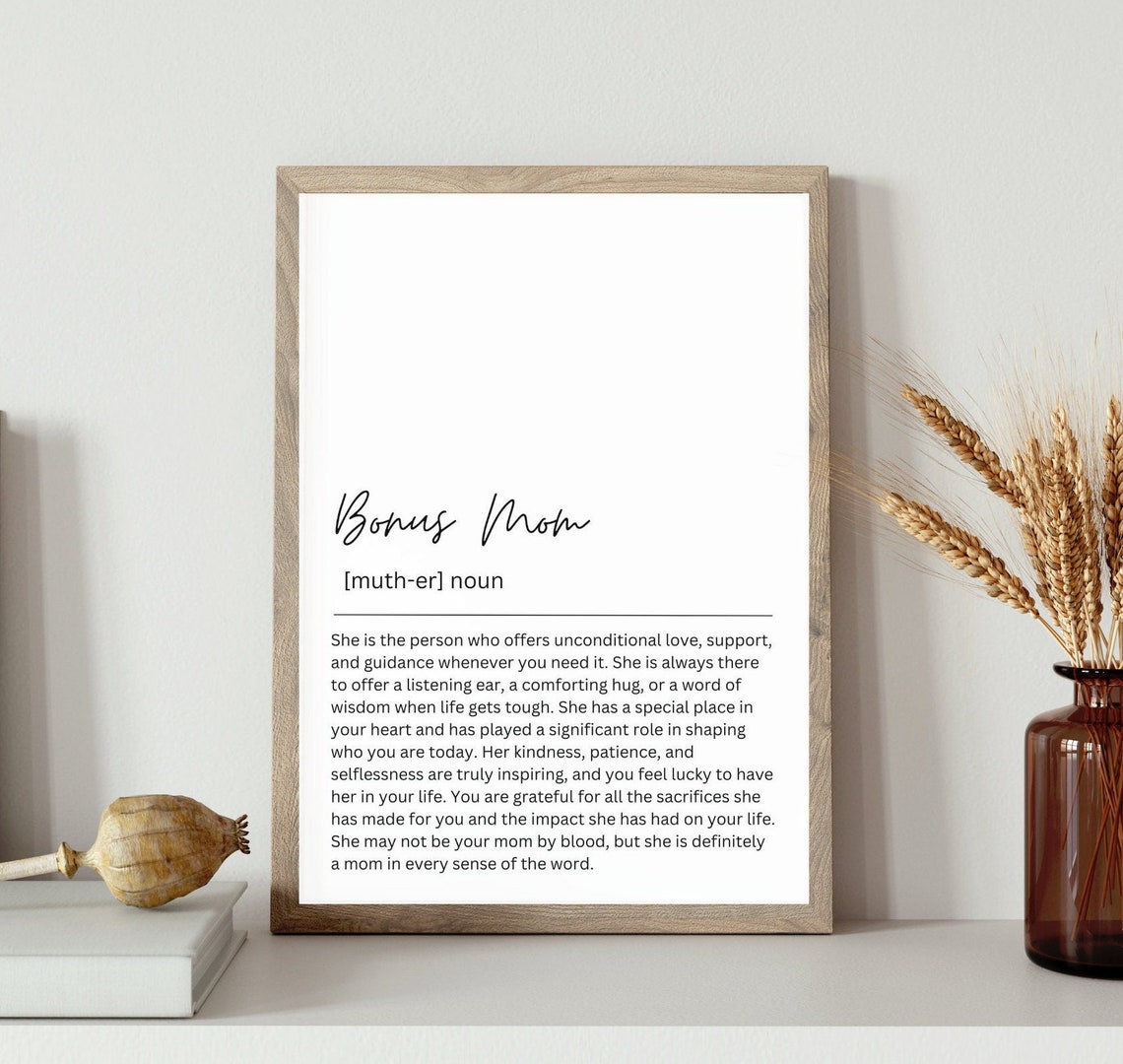 Bonus Mom Definition Printable, Mother's Day Gift, Printable Wall Art ...