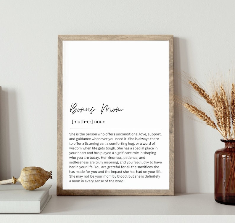 Bonus Mom Definition Printable, Mother's Day Gift, Printable Wall Art ...