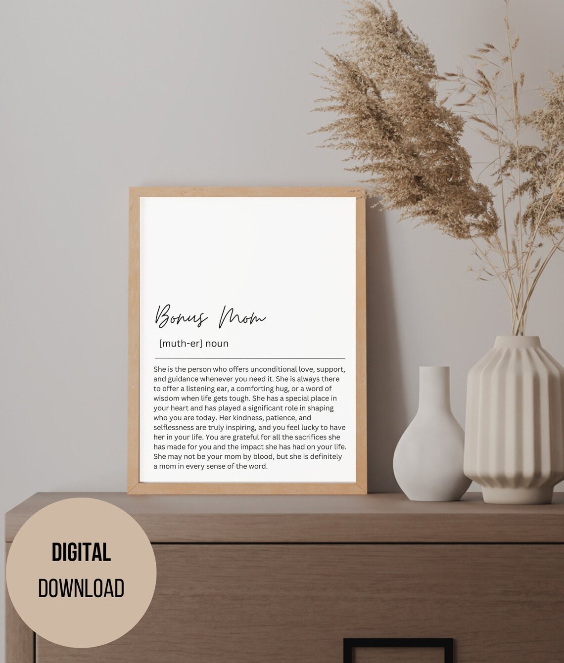 Bonus Mom Definition Printable, Mother's Day Gift, Printable Wall Art ...