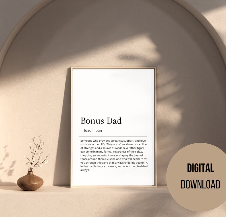 Bonus Dad Definition Printable, Father's Day Gift, Printable Wall Art ...