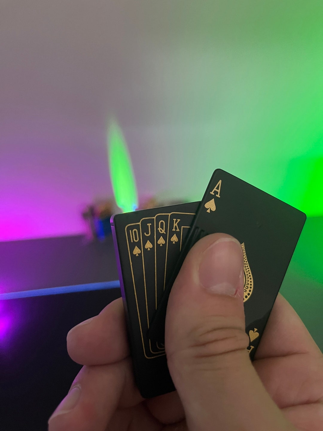 Poker Card Lighter, Playing Card Lighter, Green Flame Refillable ...