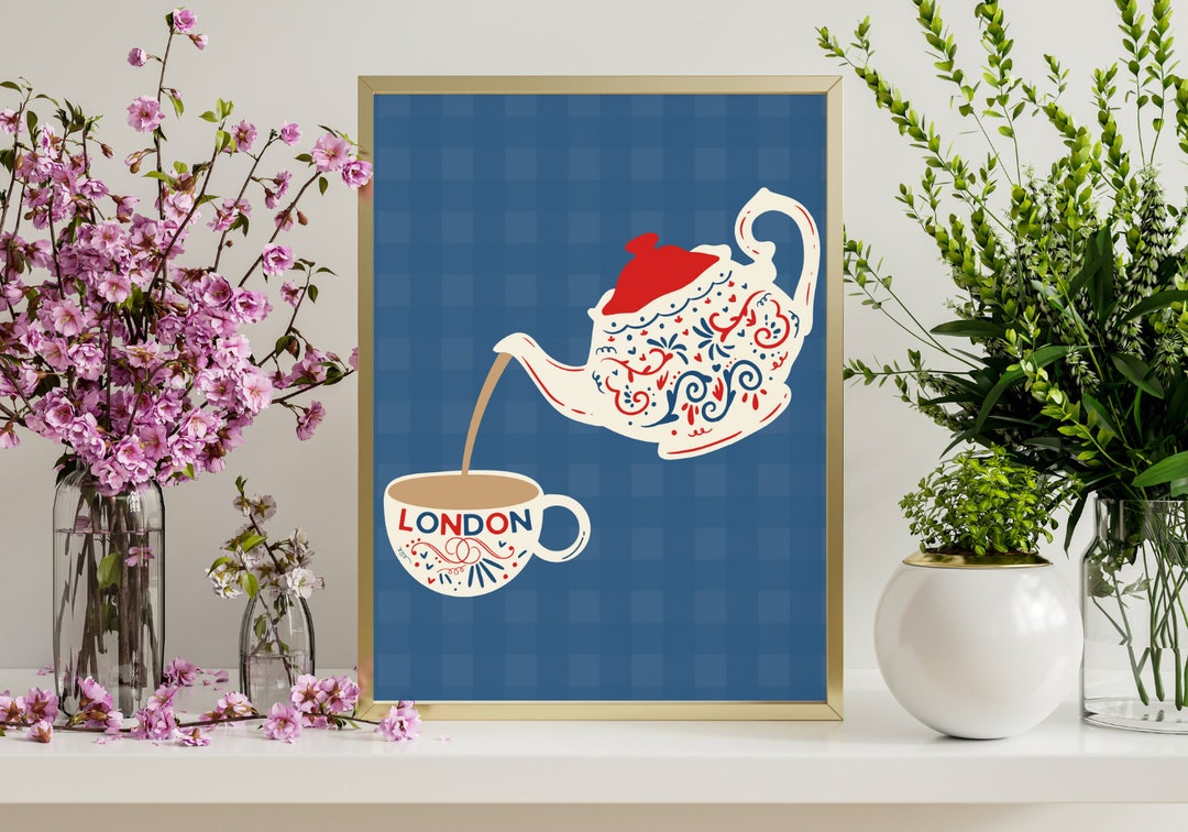 London Cuppa Graphic Design Digital Print, Europe Print, Illustration ...