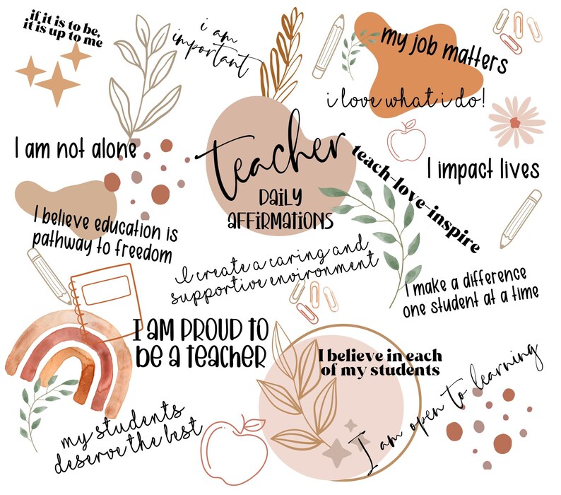 Teacher Daily Affirmations Tumbler | Inspirational 20oz Stainless Steel ...