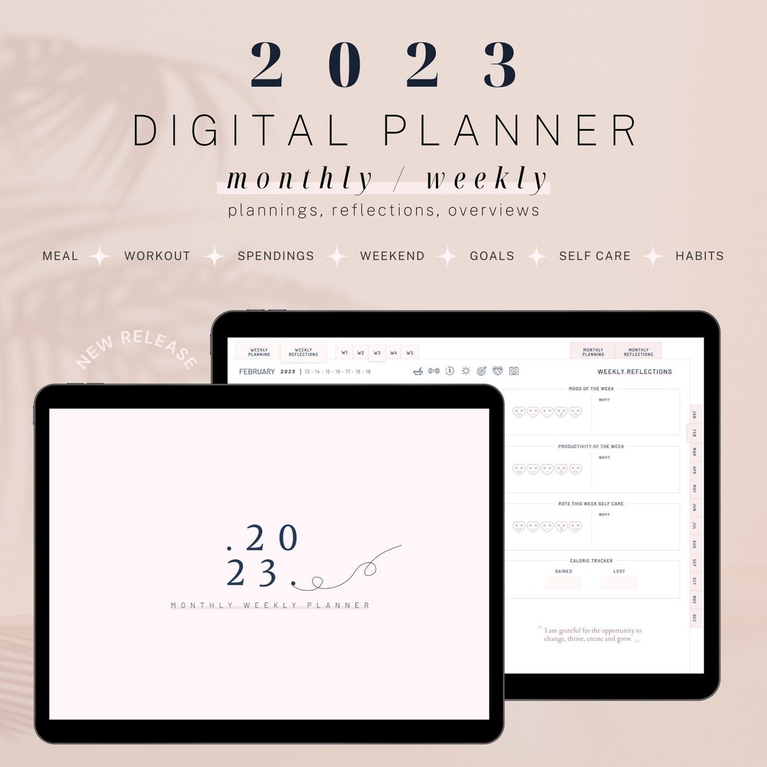 2023 Monthly Weekly Lifestyle Digital Planner Weekly Meal - Etsy
