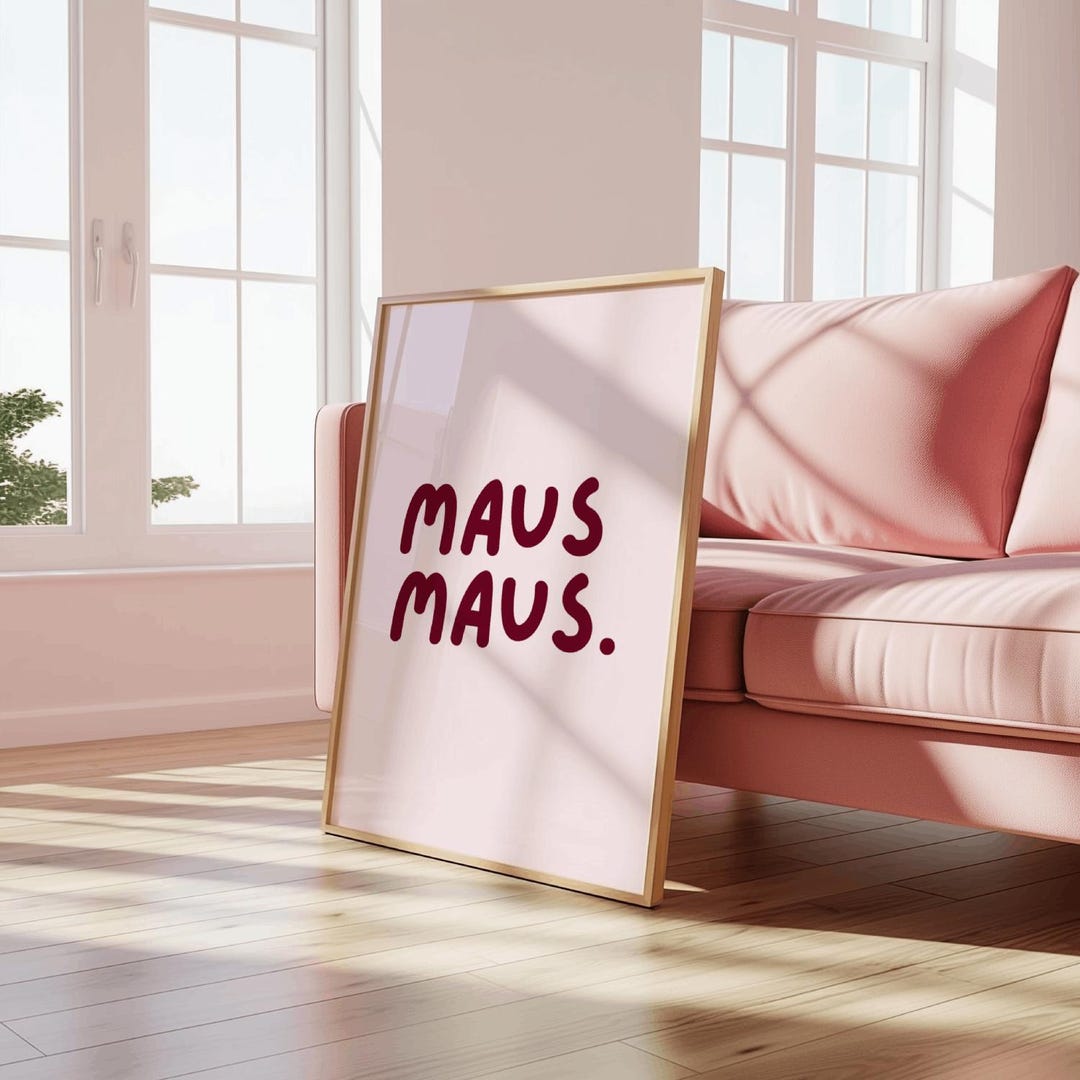 Maus Maus Poster, Pink Typographic Wall Art, Mause Geschenk, Gift for ...