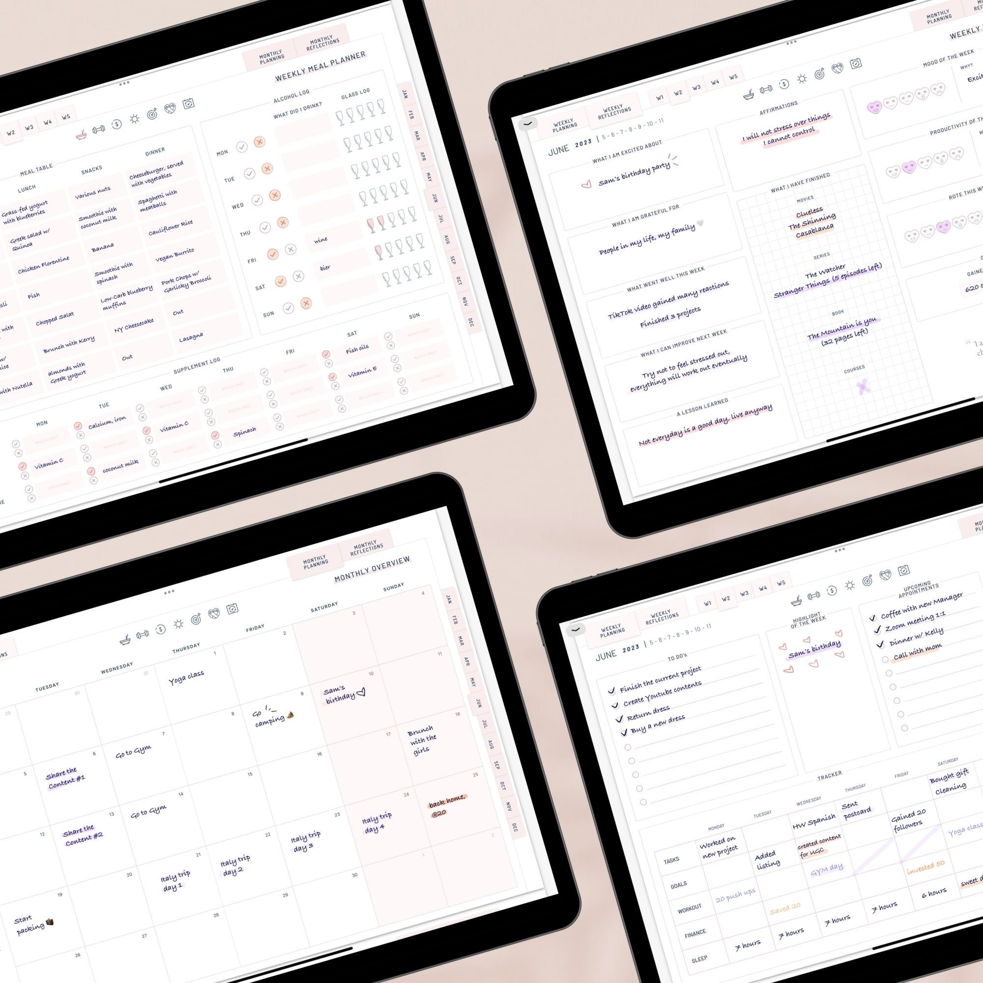 2023 Monthly Weekly Lifestyle Digital Planner Weekly Meal - Etsy