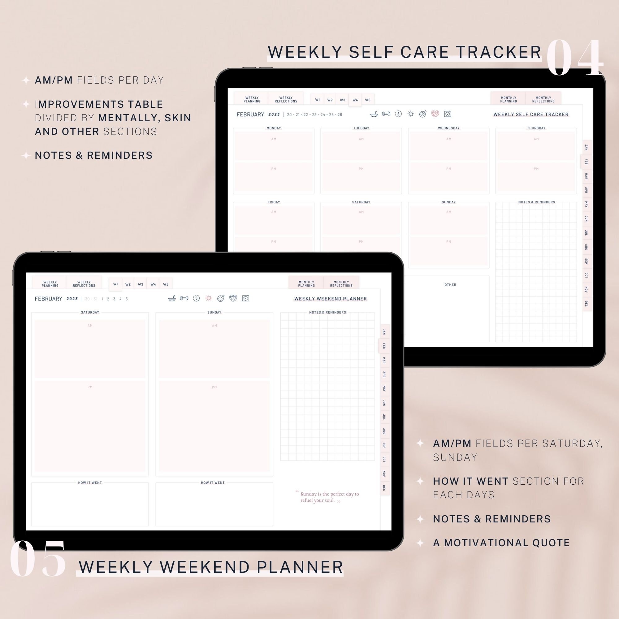 2023 Monthly Weekly Lifestyle Digital Planner Weekly Meal - Etsy